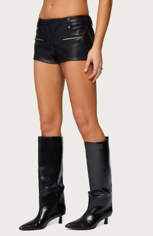 EDIKTED Labella Faux Leather Micro Shorts