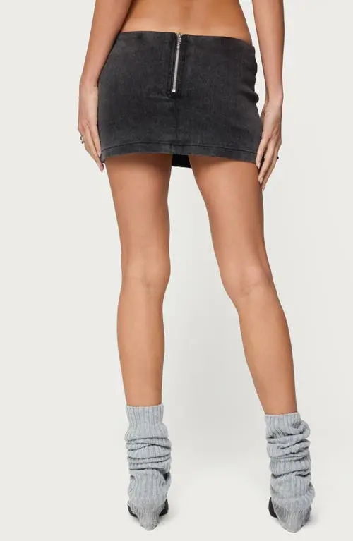 EDIKTED Lace Up Denim Mini Skirt
