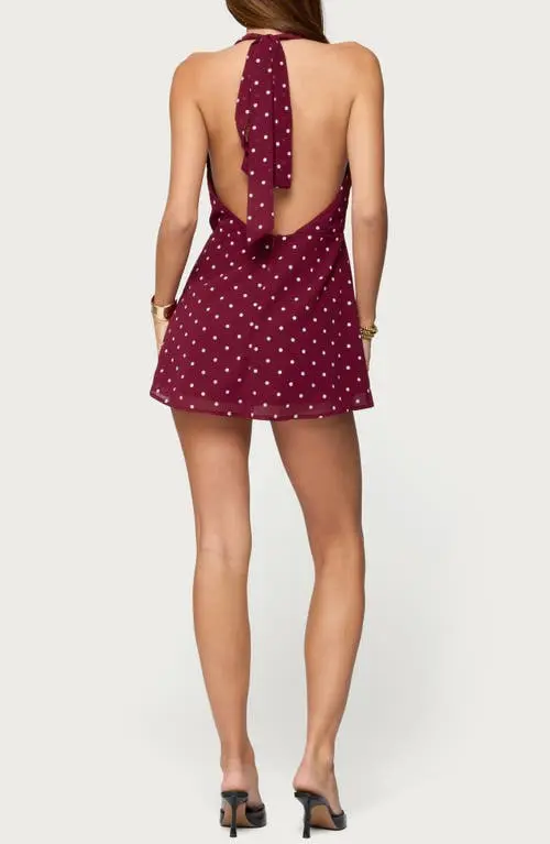 EDIKTED Polka Dot Halterneck Mini Dress