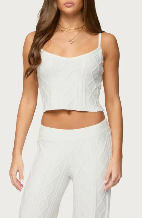 EDIKTED Louise Cable Stitch Crop Camisole