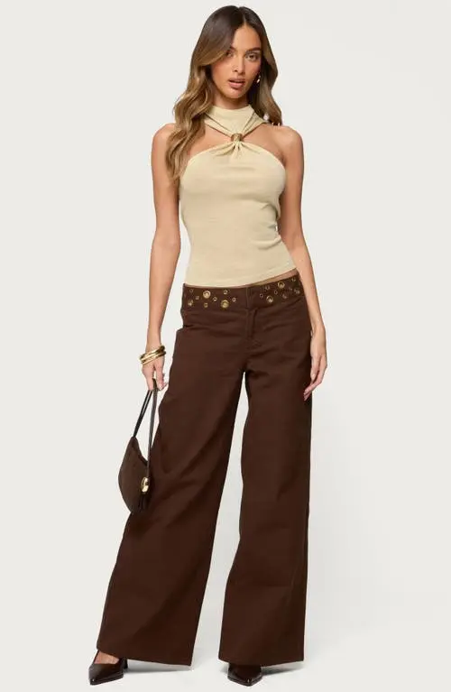 EDIKTED Grommet Low-rise Wide-leg Jeans