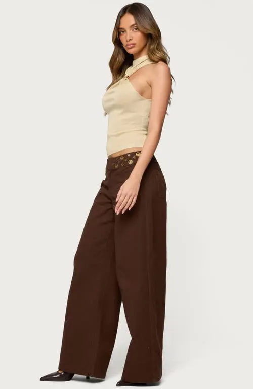 EDIKTED Grommet Low-rise Wide-leg Jeans