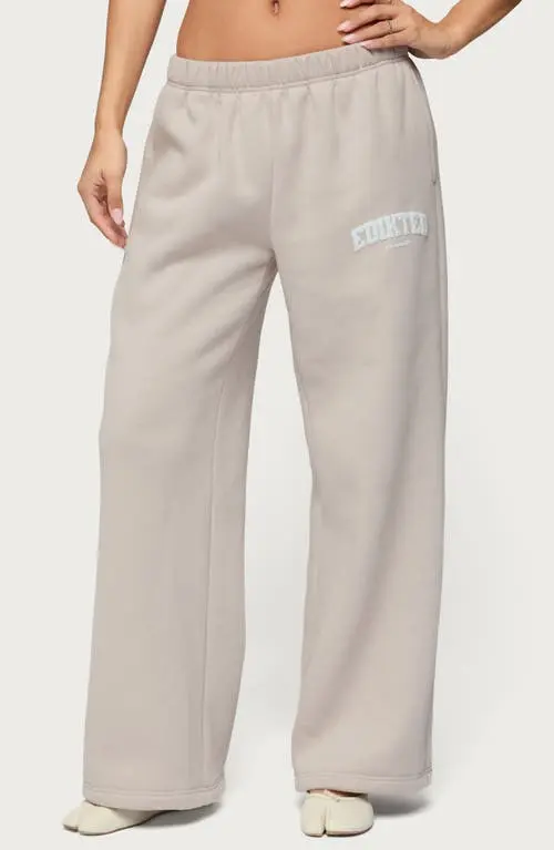 EDIKTED Wide Leg Sweatpants - Beige