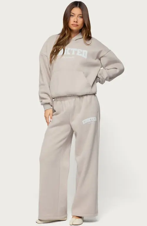 EDIKTED Wide Leg Sweatpants - Beige