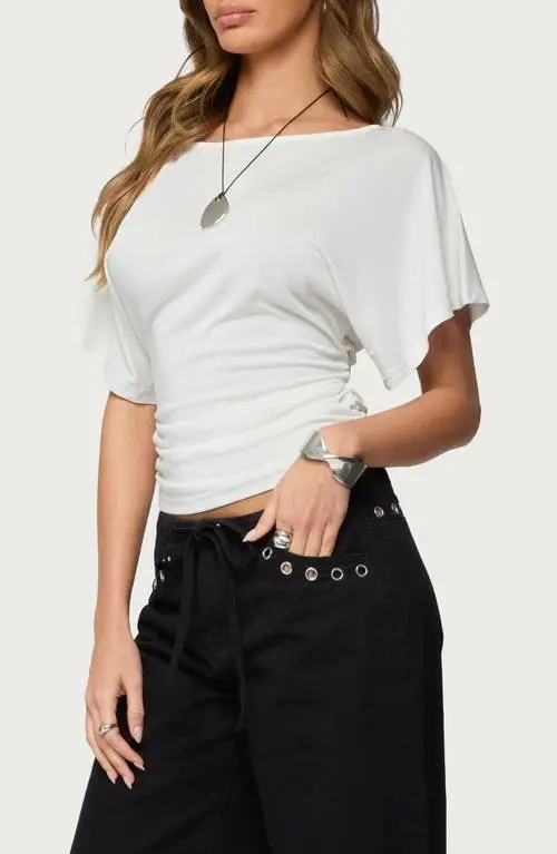 EDIKTED Ruched Waist Top - White