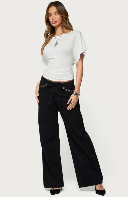 EDIKTED Ruched Waist Top - White