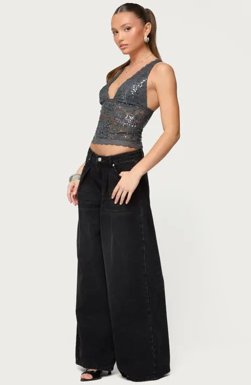 EDIKTED Isaela Sequin Lace Tank