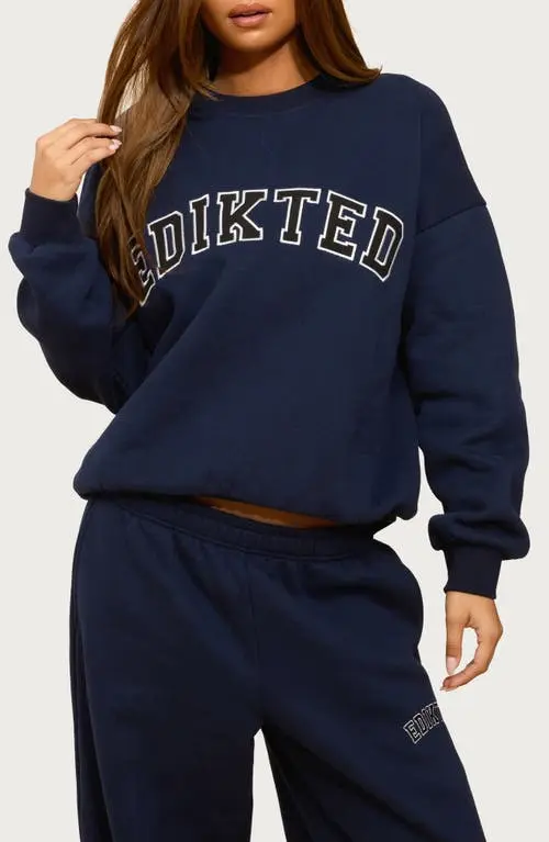EDIKTED Logo Embroidered Sweatshirt - Navy