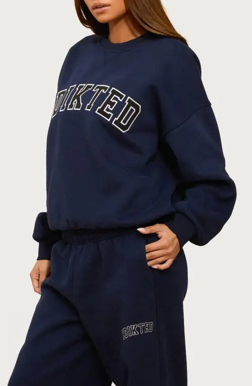 EDIKTED Logo Embroidered Sweatshirt - Navy