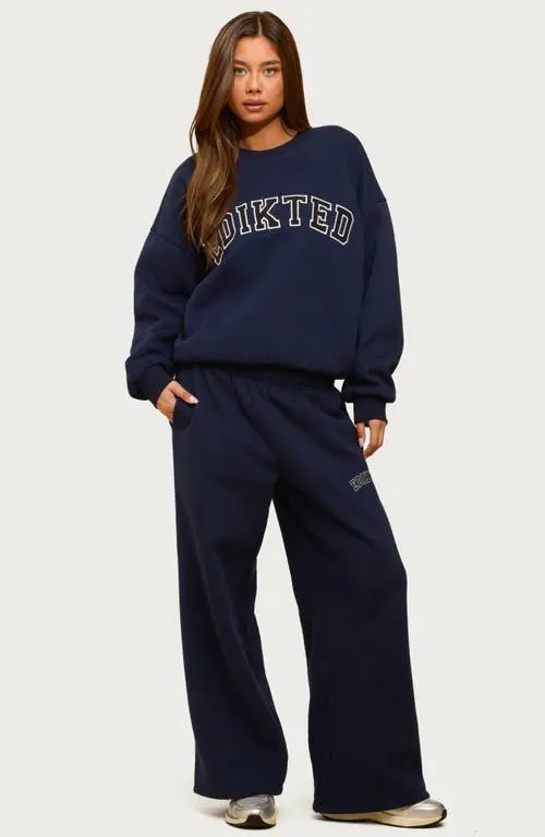 EDIKTED Logo Embroidered Sweatshirt - Navy