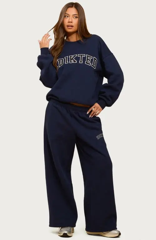EDIKTED Logo Embroidered Sweatshirt - Navy