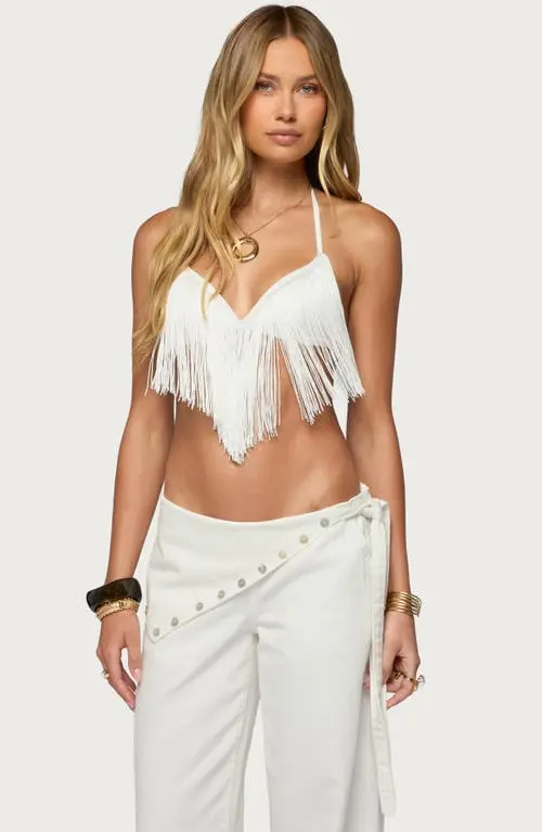 EDIKTED Kienna Fringe Bra Top