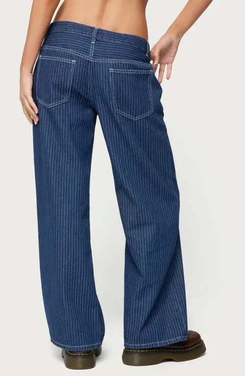 EDIKTED Pinstripe Low Rise Wide Leg Jeans