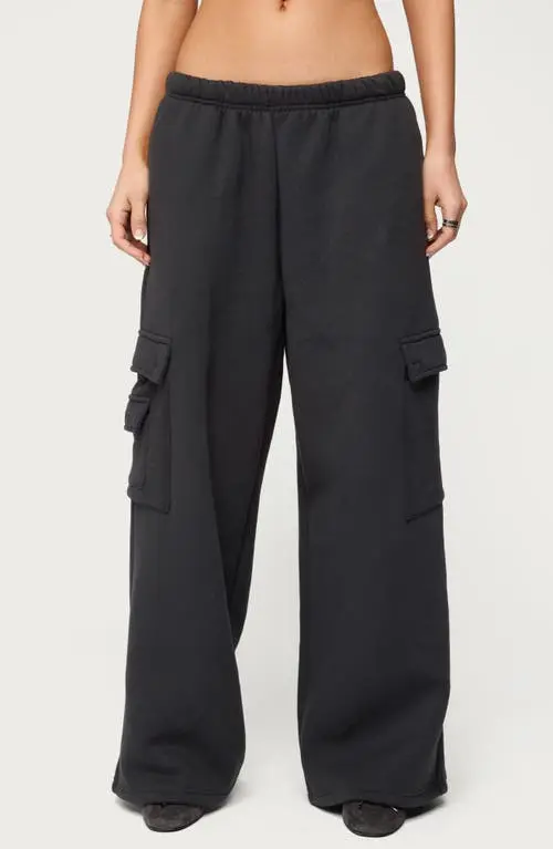EDIKTED Wide Leg Cargo Sweatpants - Dark-gray