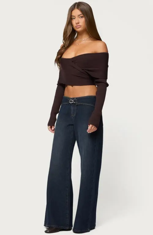 EDIKTED Briah Belted Wide Leg Jeans