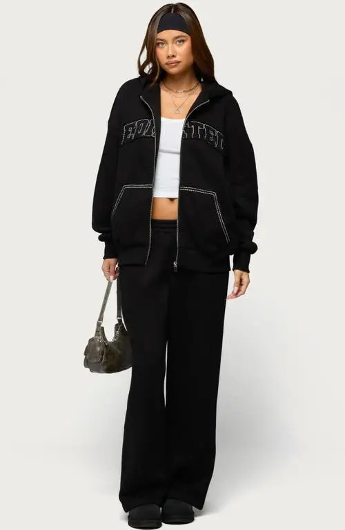 EDIKTED Flared Leg Sweatpants - Black