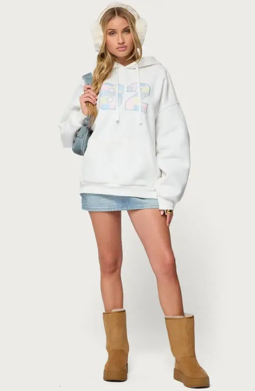 EDIKTED Oversized Hoodie With Embroidered Detail - White