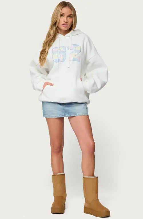 EDIKTED Oversized Hoodie With Embroidered Detail - White