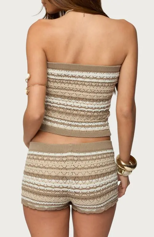 EDIKTED Striped Pointelle Tube Top