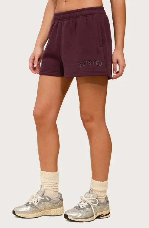 EDIKTED Embroidered Cotton Blend Sweat Shorts