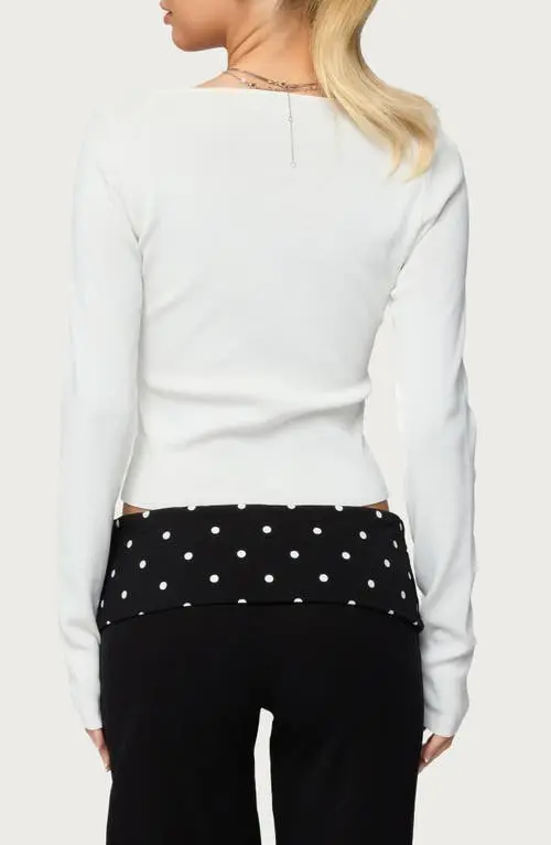 EDIKTED Cutout Button Long Sleeve Crop Top