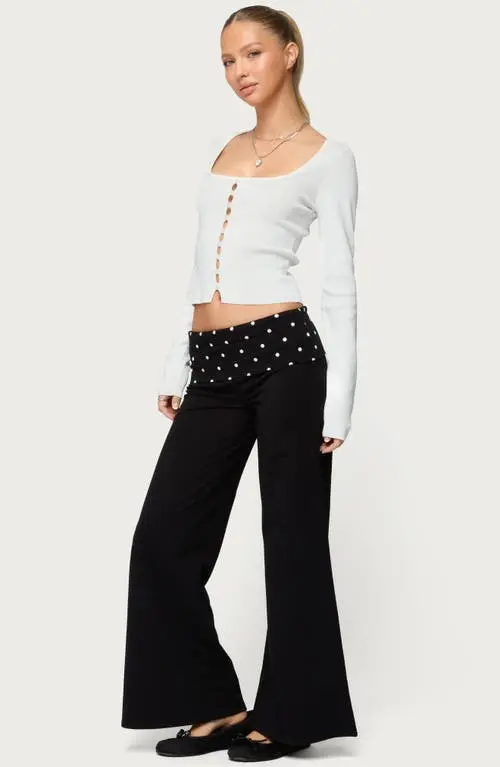 EDIKTED Cutout Button Long Sleeve Crop Top