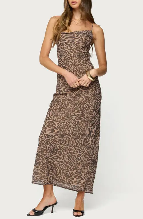 EDIKTED Ayanah Print Maxi Dress - Leopard