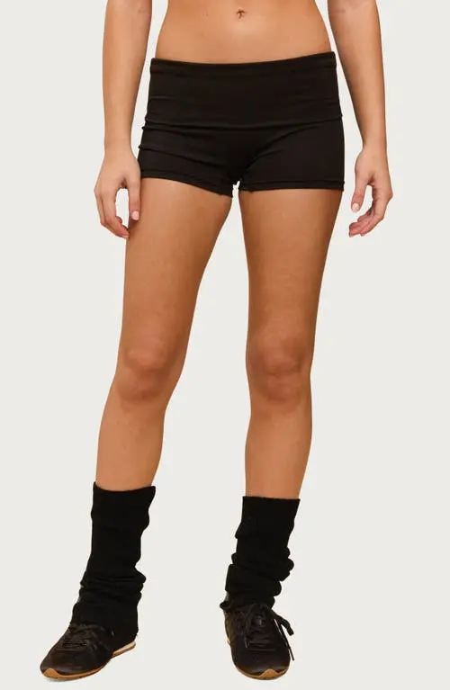 EDIKTED Fold-over Waist Bike Shorts - Black