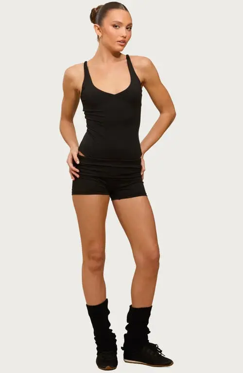 EDIKTED Fold-over Waist Bike Shorts - Black