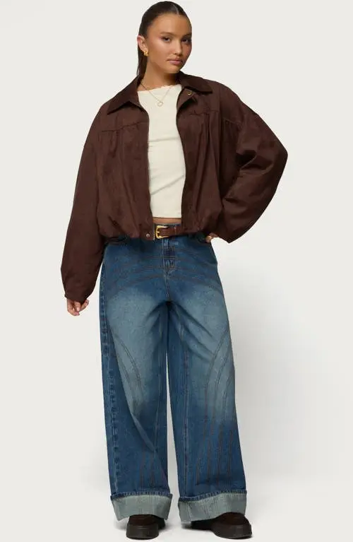 EDIKTED Cuffed Seamed Baggy Jeans
