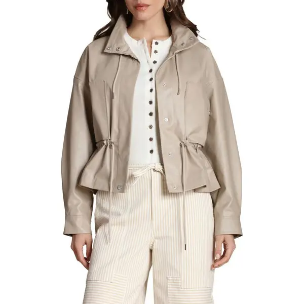 Avec Les Filles Faux Leather Cropped Anorak