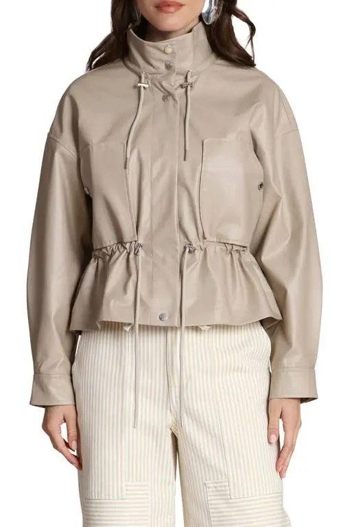 Avec Les Filles Faux Leather Cropped Anorak