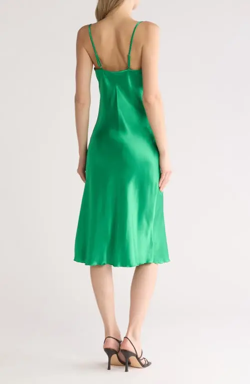 JUMP APPAREL Satin Cowl Neck Midi Dress - Emerald