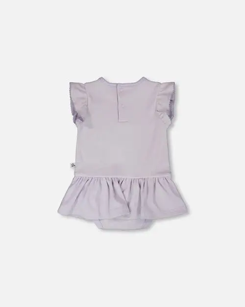 DEUX PAR DEUX Cotton Rib Jersey Romper With Strawberry Print