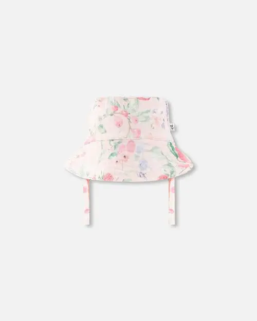 DEUX PAR DEUX Cotton Muslin Printed Berries Hat - Pink Printed Berries