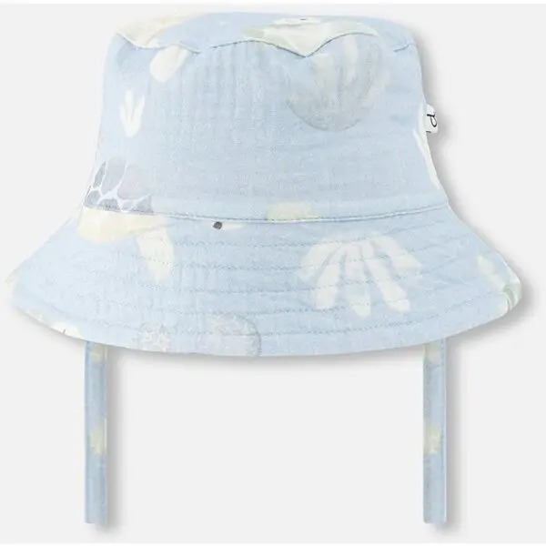 DEUX PAR DEUX Cotton Muslin Turtle Print Bucket Hat - Blue Turtle Print