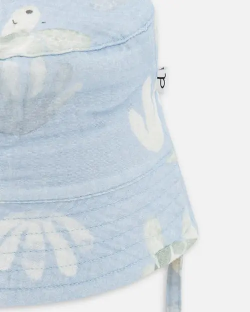 DEUX PAR DEUX Cotton Muslin Turtle Print Bucket Hat