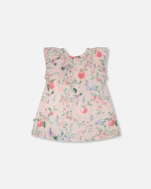 DEUX PAR DEUX Printed Cotton Muslin Dress And Bloomer Set - Pink Printed Berries