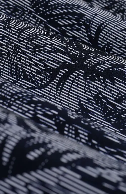 Bugatchi Miles Ooohcotton® Palm Leaf Print Short Sleeve Button-up Shirt - Navy