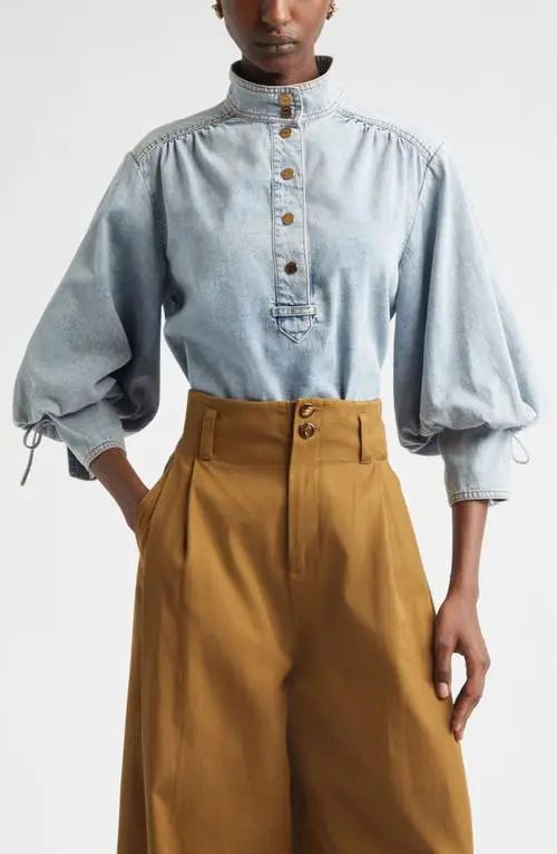 Zimmermann Kindred Spirit Denim Pullover Top - Sea Foam