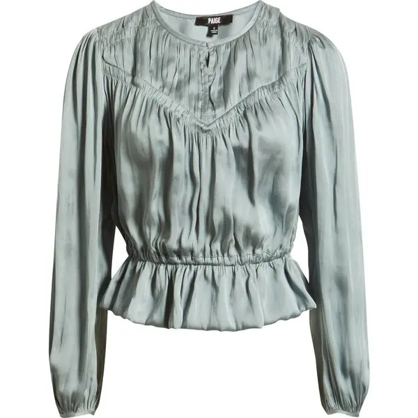 Paige Gansevoort Satin Peplum Top - Surf