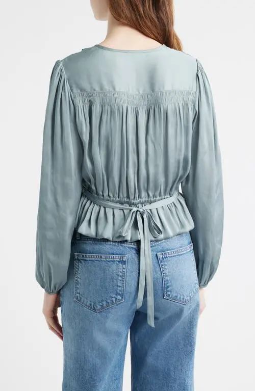 Paige Gansevoort Satin Peplum Top - Surf