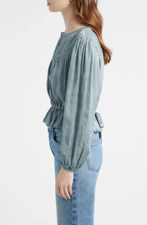 Paige Gansevoort Satin Peplum Top - Surf