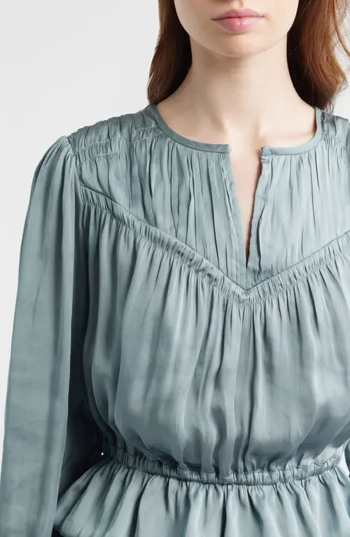 Paige Gansevoort Satin Peplum Top - Surf