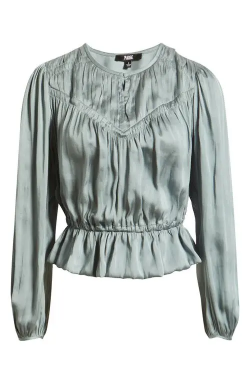 Paige Gansevoort Satin Peplum Top - Surf