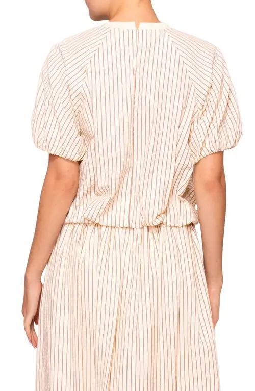 MELLODAY Stripe Puff Sleeve Top