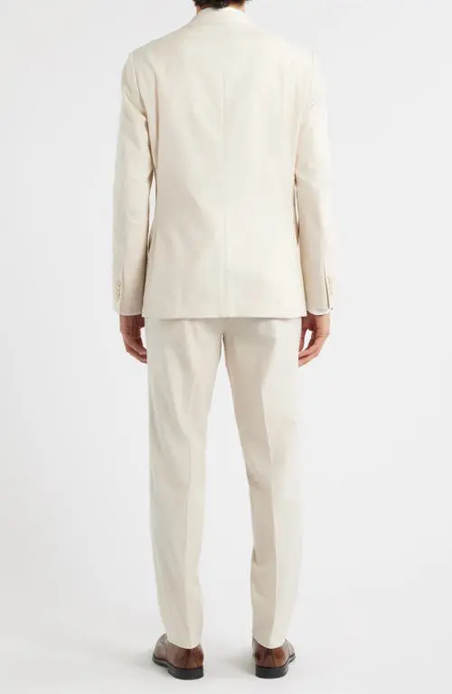 JACK VICTOR Midland Contemporary Fit Light Tan Wool & Cotton Blend Suit
