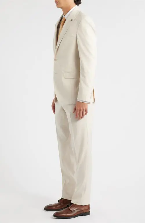 JACK VICTOR Midland Contemporary Fit Light Tan Wool & Cotton Blend Suit