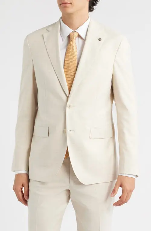 JACK VICTOR Midland Contemporary Fit Light Tan Wool & Cotton Blend Suit