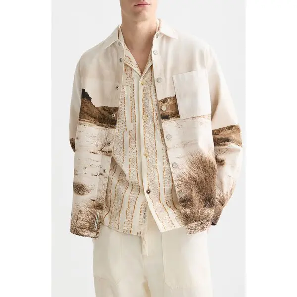 Scotch & Soda Scenery Button-up Cotton Overshirt - Longhorn Sepia